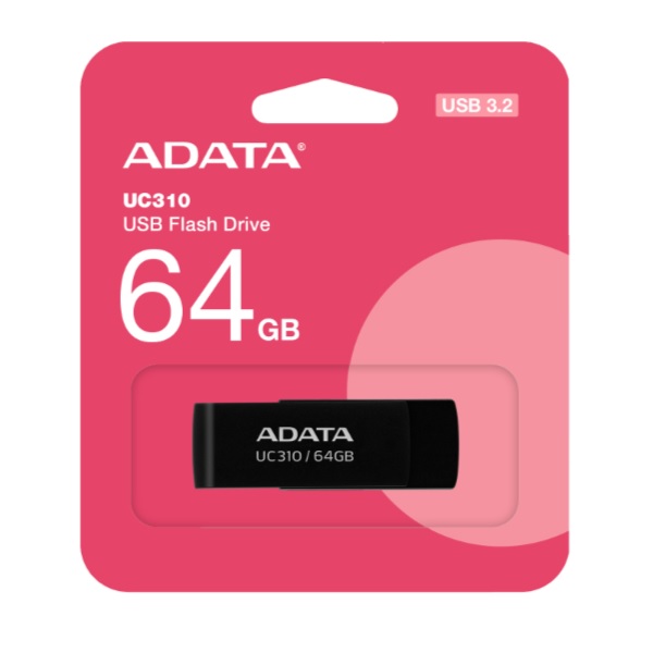 Memoria ADATA 64GB USB UC310 3.2 Negro lectura 100MB/s UC310-64G-RBK ...