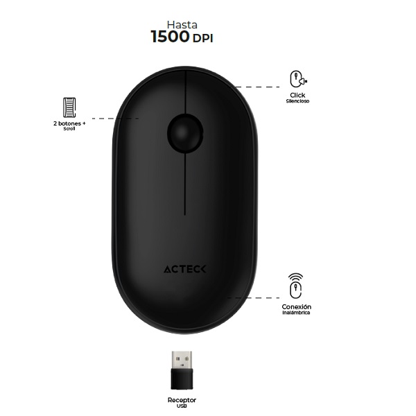 MOUSE ACTECK OPTIMIZE EDGE MI460 INALAMBRICO NEGRO DISEÑO DELGADO ...
