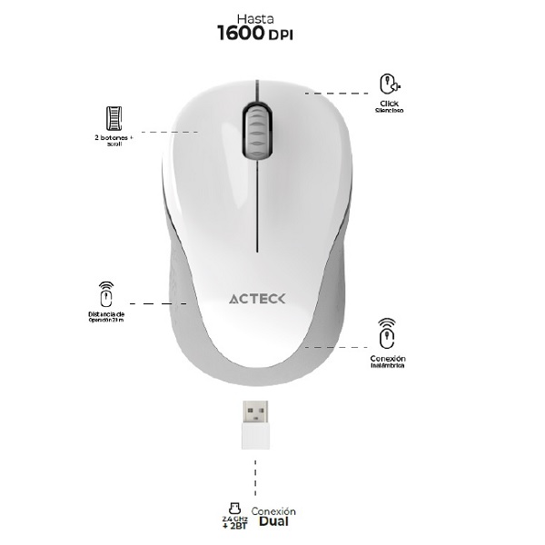 MOUSE ACTECK OPTIMIZE TRIP MI480 INALAMBRICO BLANCO DISEÑO ULTRA ...