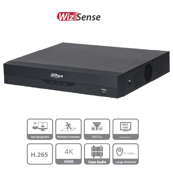 Dvr Dahua 4Ch Dh Xvr5104Hs 4Kl I3 4K Wizsense H 265 - DH-XVR5104HS-4KL-I3 | Globaloffice.com.mx